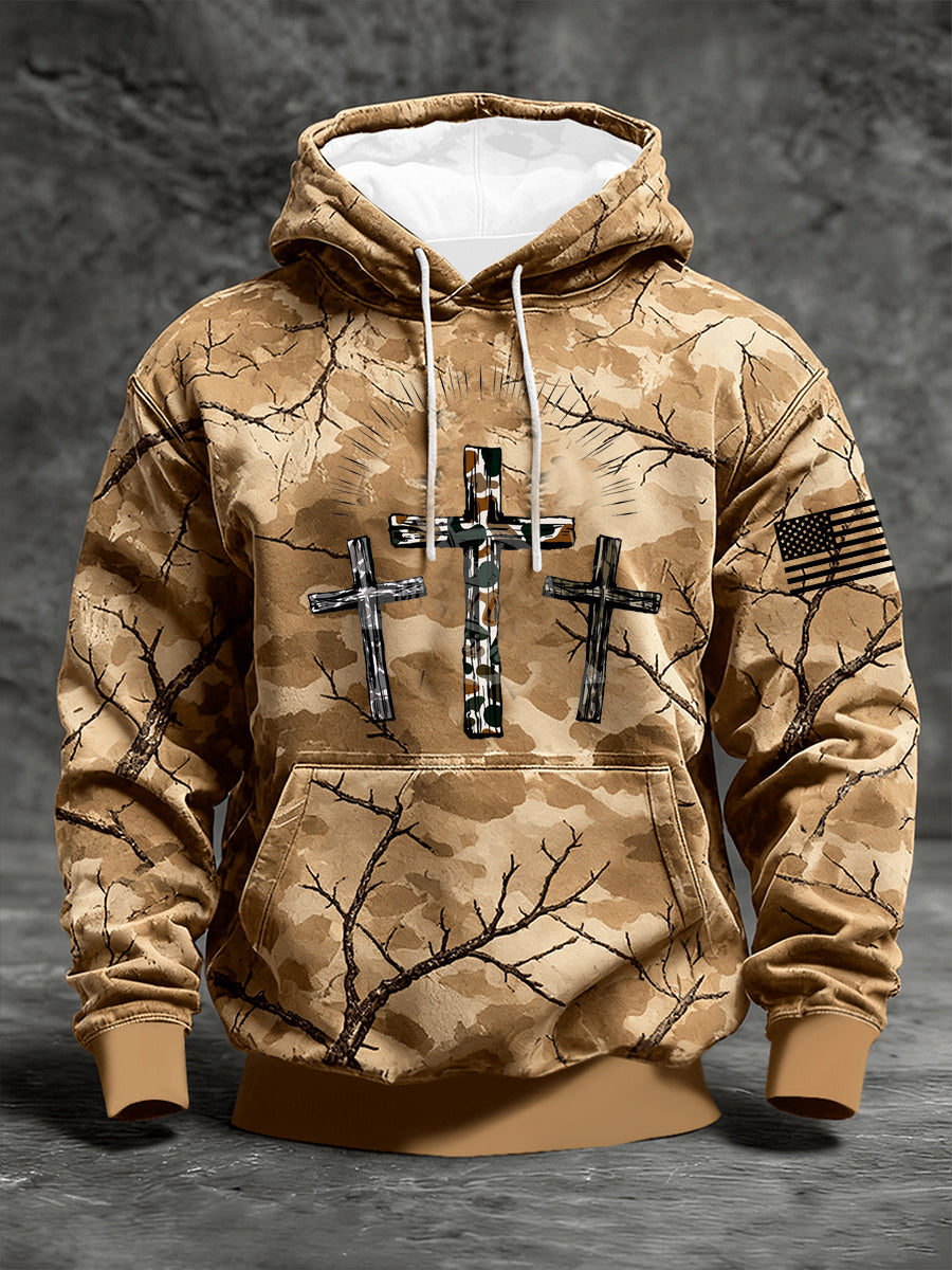 Men's Cross Camouflage Hoodie With Pockets – lassloom